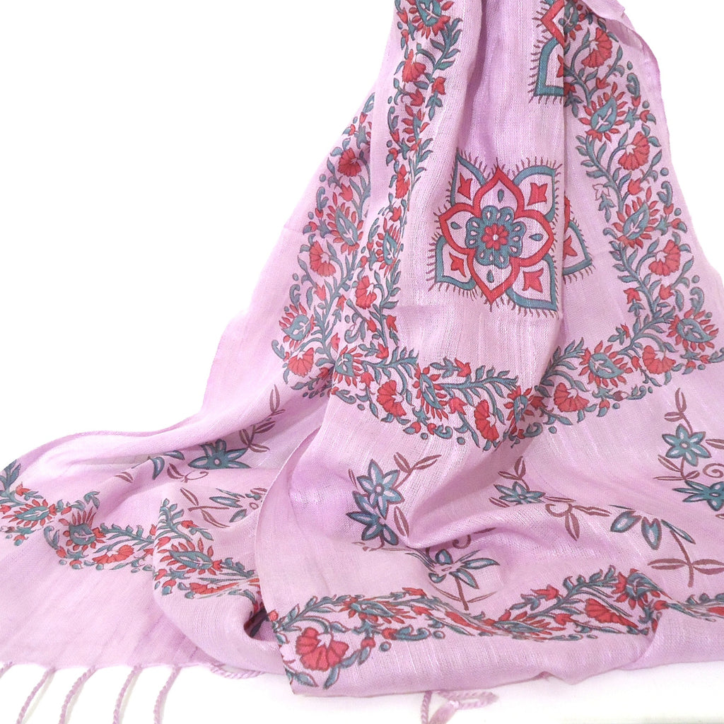 Floral Woodblock Print Scarf – Cerulean Arts