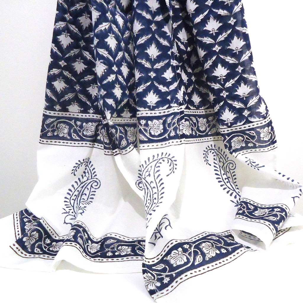 Block Print Cotton Scarf - Navy – Cerulean Arts